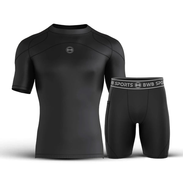 Men's Short Sleeve Compression Shirts & Shorts Set - BWB Sports UK
